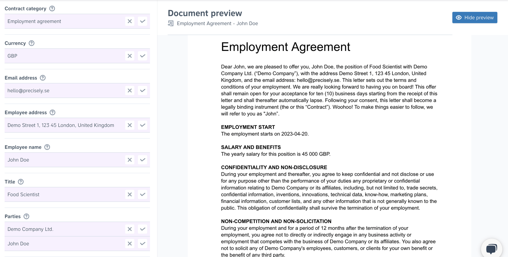 Precisely's contract archive