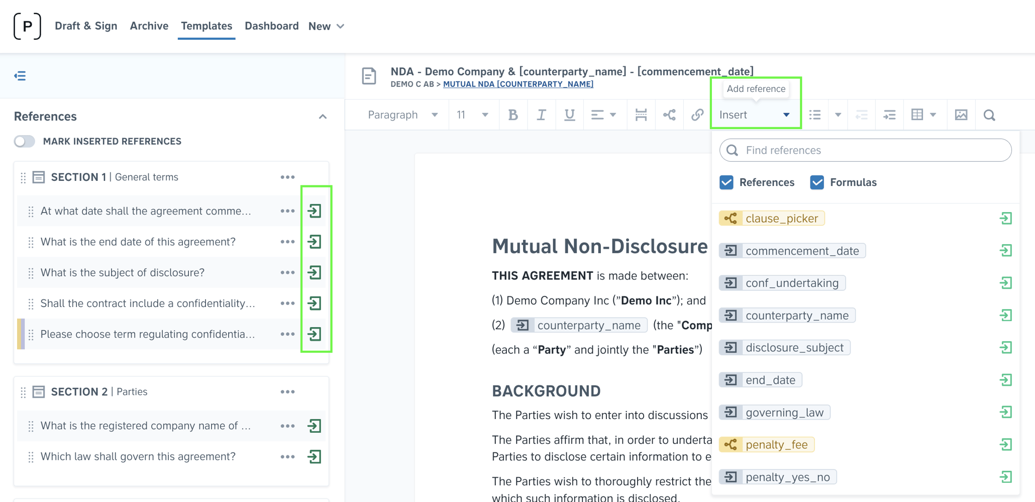 Creating automated templates